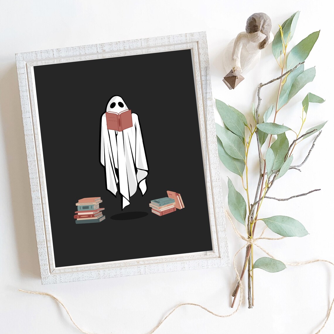 Ghost Reading a Book Funny Halloween Wall Art Printable PDF Halloween ...