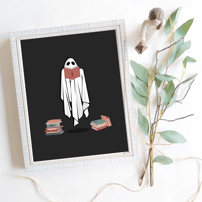 Ghost Reading a Book Funny Halloween Wall Art Printable PDF Halloween ...