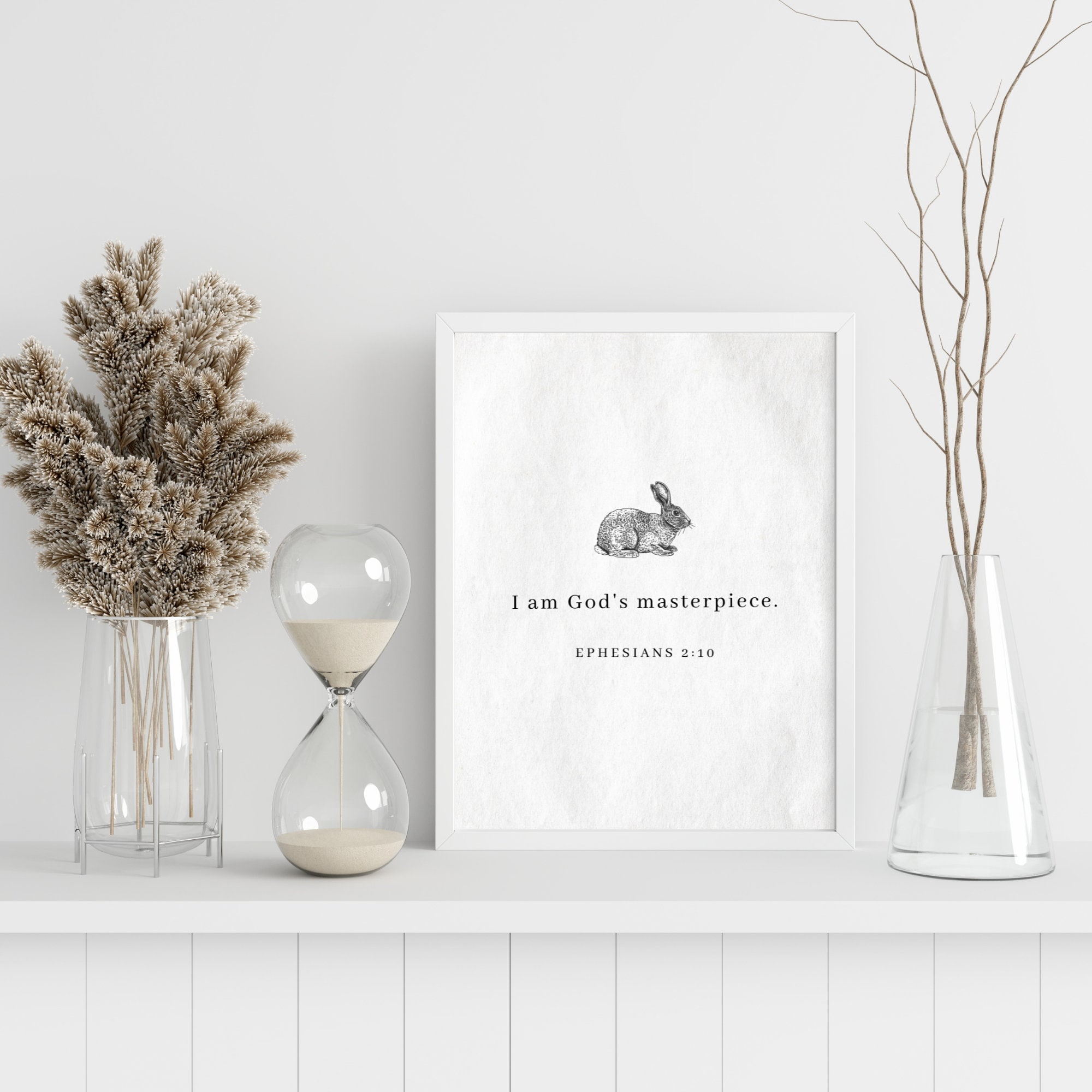 Bunny Vintage Illustration Print Spiritual Bible Verse Scripture Quote ...