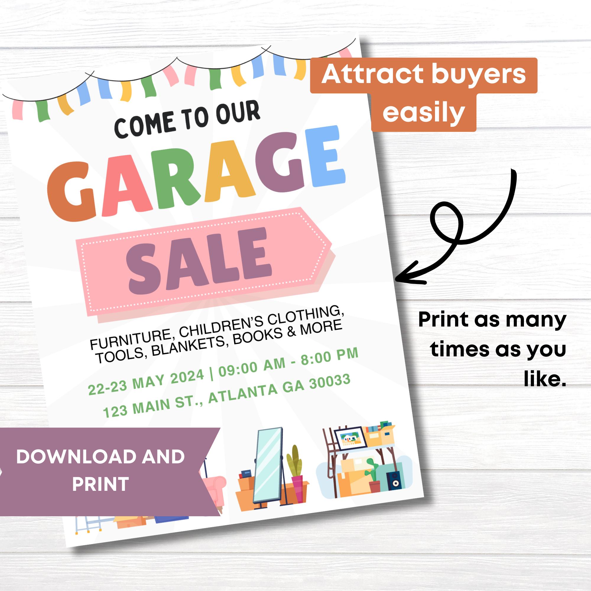 Editable Garage Sale Flyer Template | Neighborhood Yard Sale Sign ...
