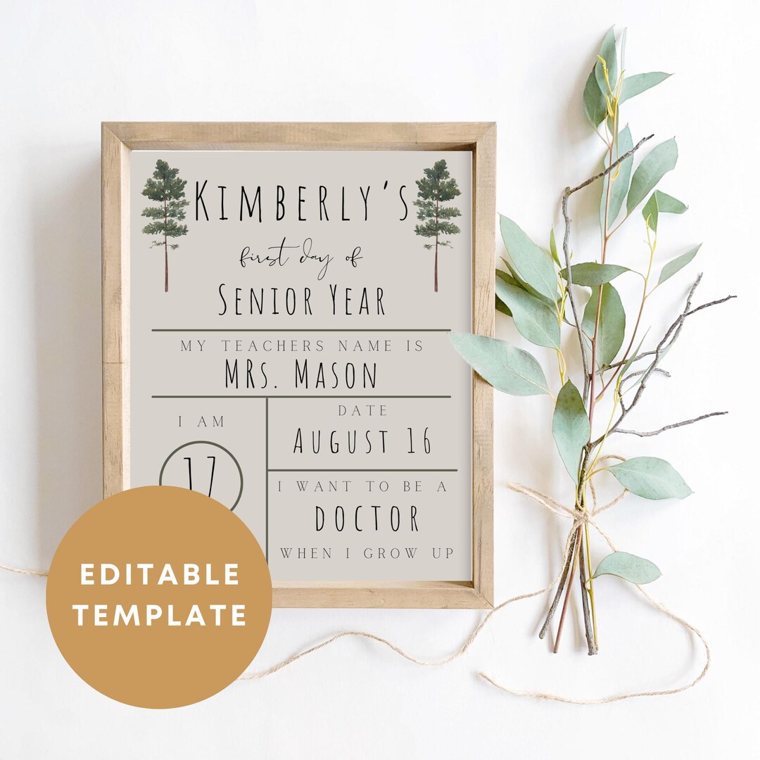 Editable First Day of School Sign | Back to School Neutral Reusable ...