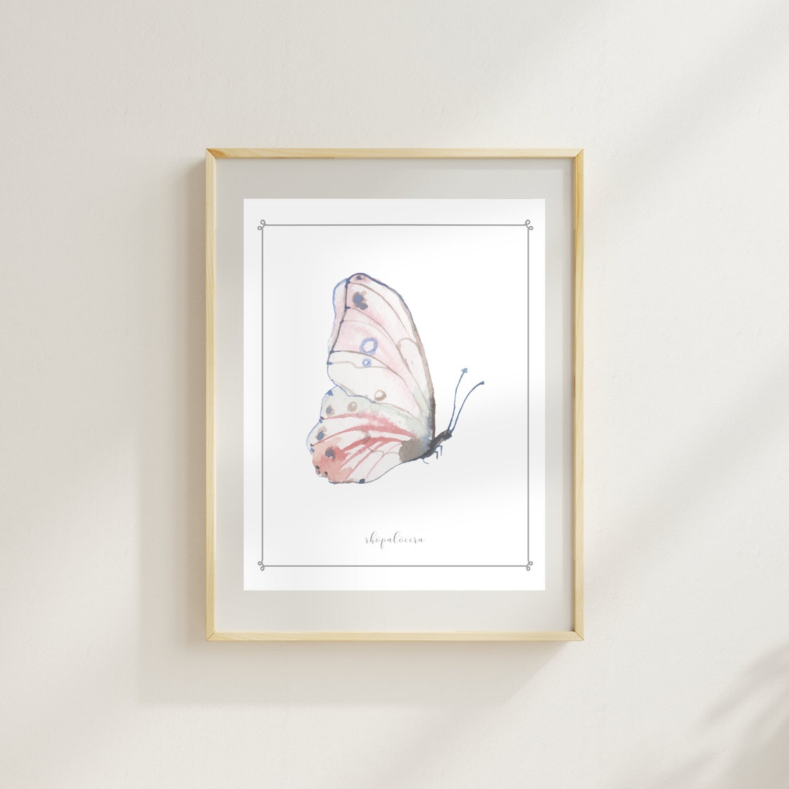 Pink Butterfly Side Profile Watercolor Wall Art Digital Printable ...