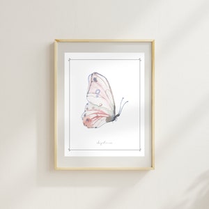 Pink Butterfly Side Profile Watercolor Wall Art Digital Printable ...