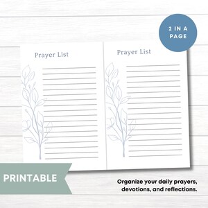 Minimalist Floral Blue Line Art Printable Prayer List Christian Daily ...