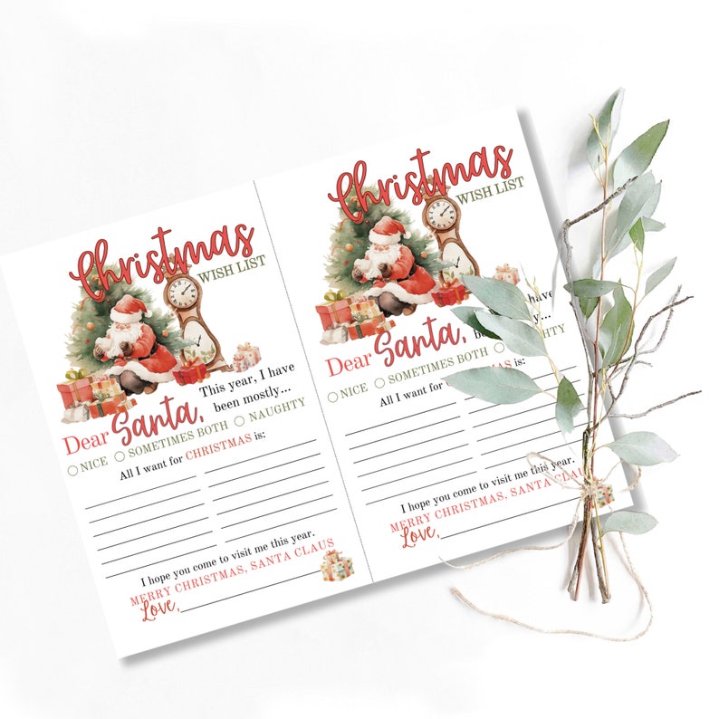 Letter to Santa Christmas Wish List Printable, Kids Letter to Santa ...