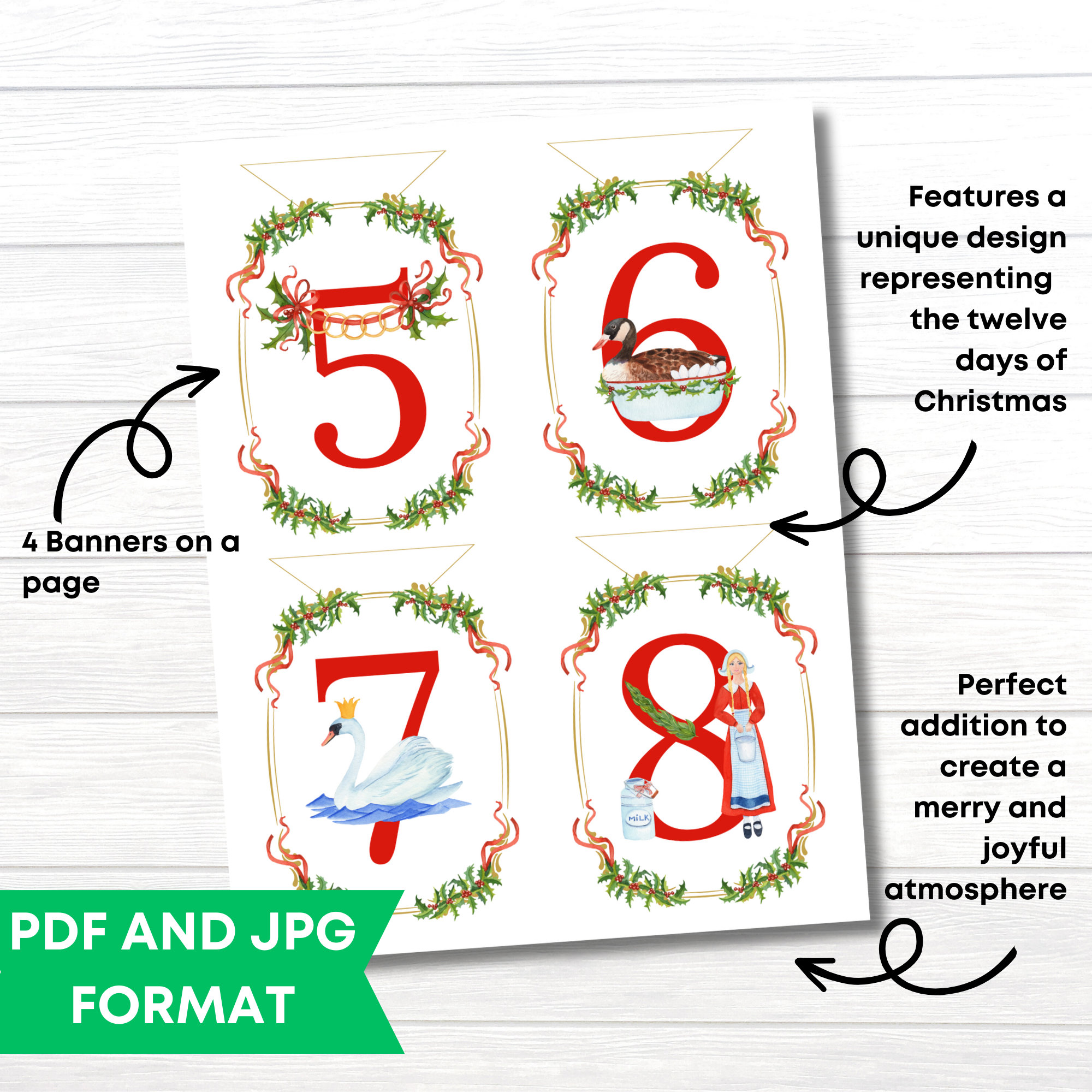 12 Days of Christmas Garland Printable | Twelve Days of Christmas ...