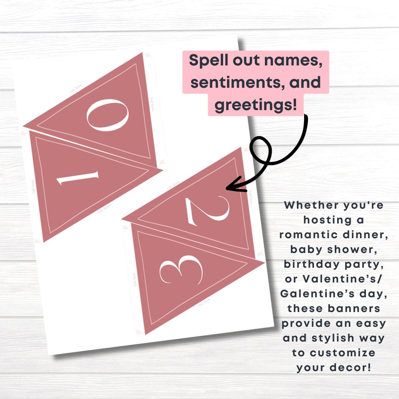 Pink Alphabet Bunting Garland Printable, Letter & Number Valentine ...