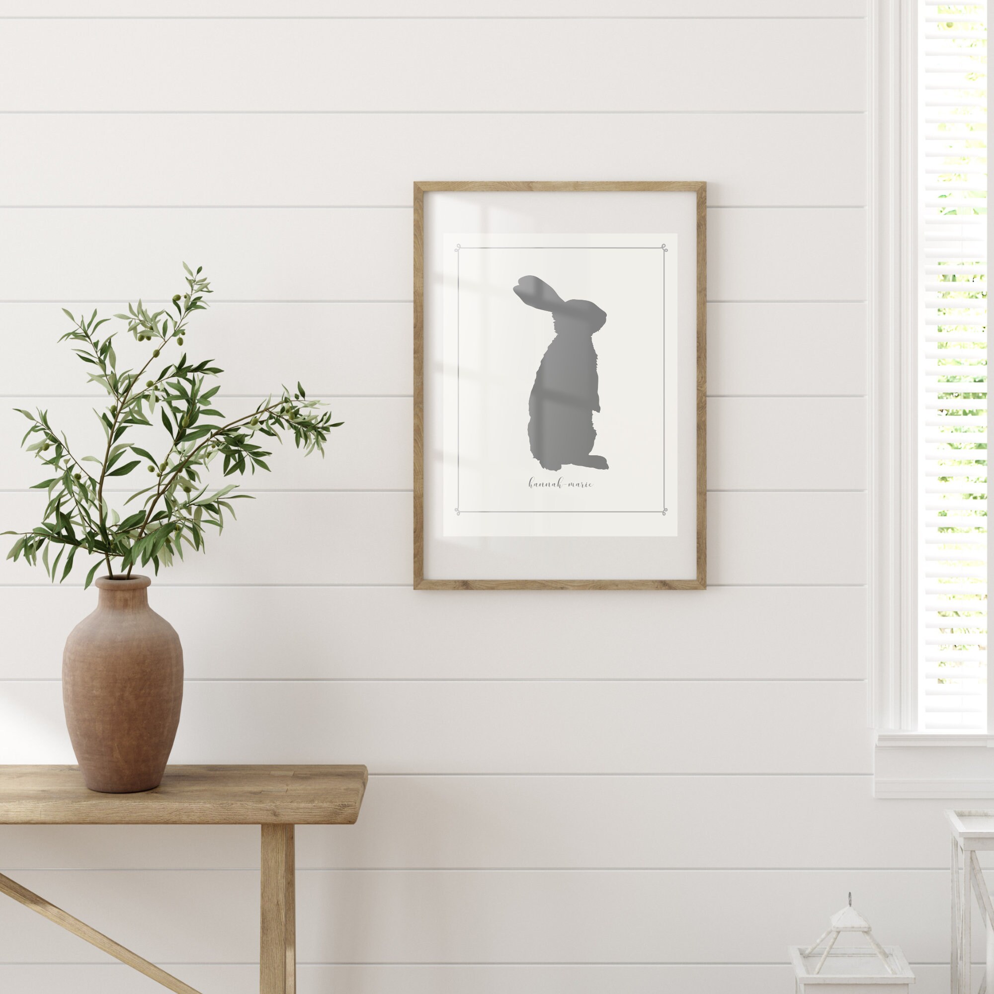 Custom Vintage Rabbit Wall Decor Set of 5 Bunny Silhouette Prints ...