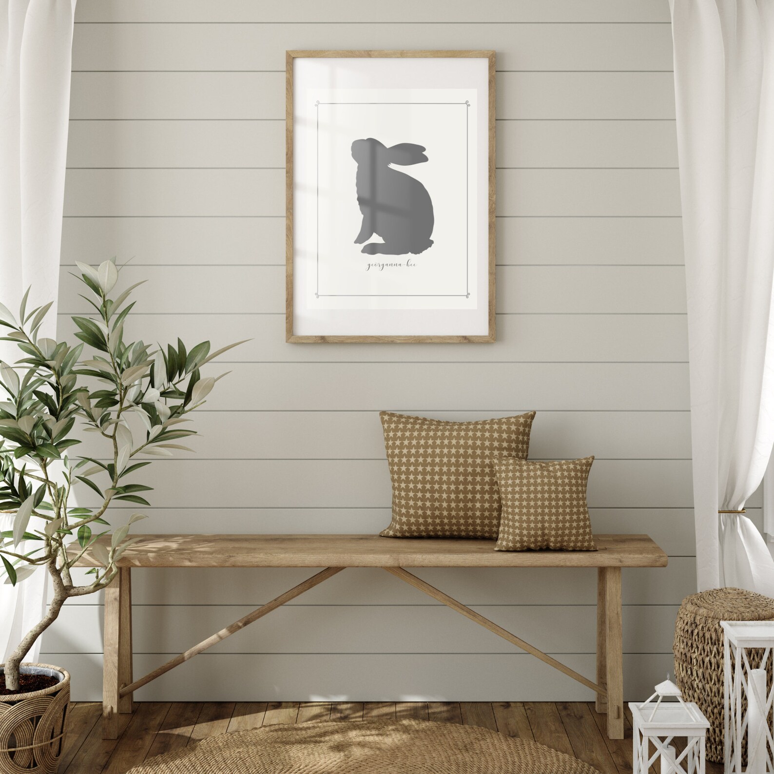 Custom Vintage Rabbit Wall Decor Set of 5 Bunny Silhouette - Etsy