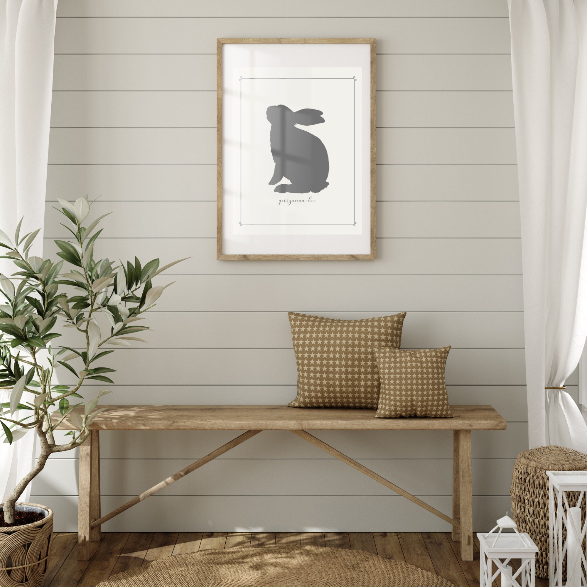 Custom Vintage Rabbit Wall Decor Set of 5 Bunny Silhouette Prints ...