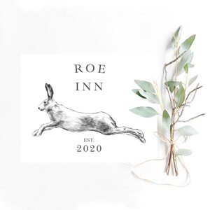 Custom Vintage Bunny Rabbit Inn Sign Digital Wall Art | Etsy