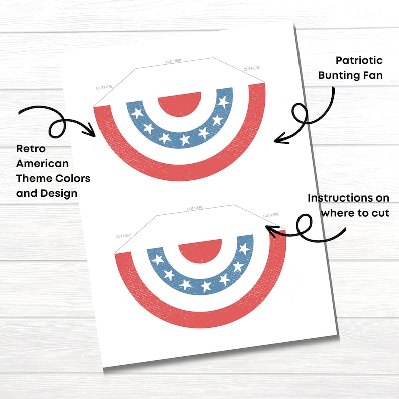 DIY Patriotic Garland Printable 4th of July Banner Decor Retro American ...