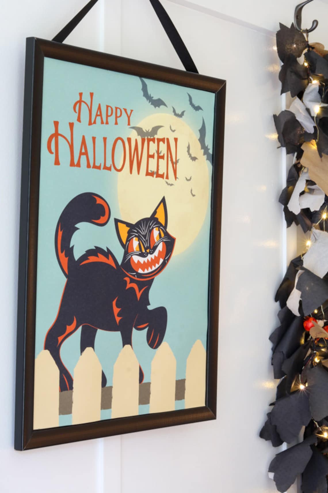 Retro Halloween Cat Printable Wall Art Pastel Cat Halloween - Etsy