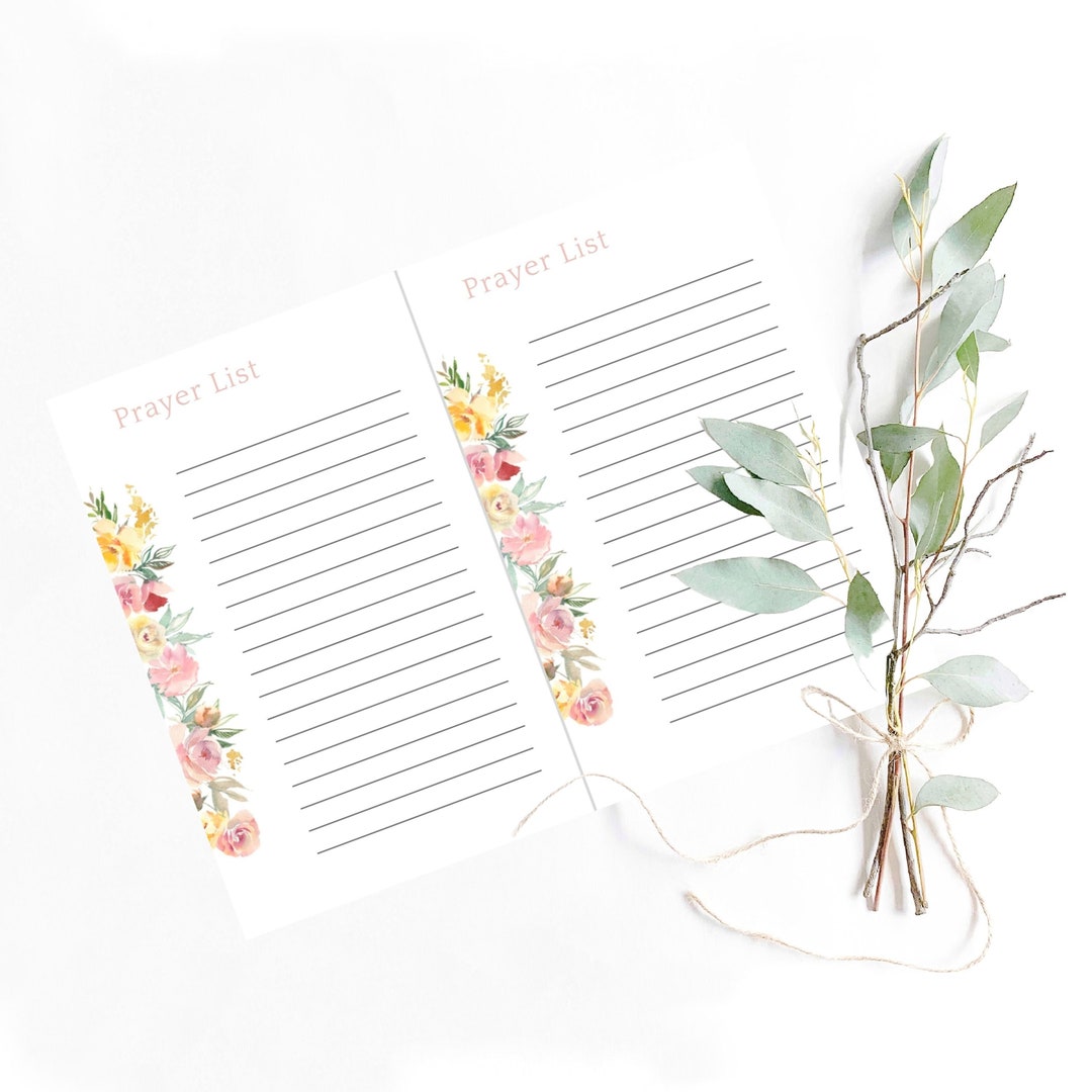 Watercolor Floral Prayer List Daily Planner Notes Digital Download ...