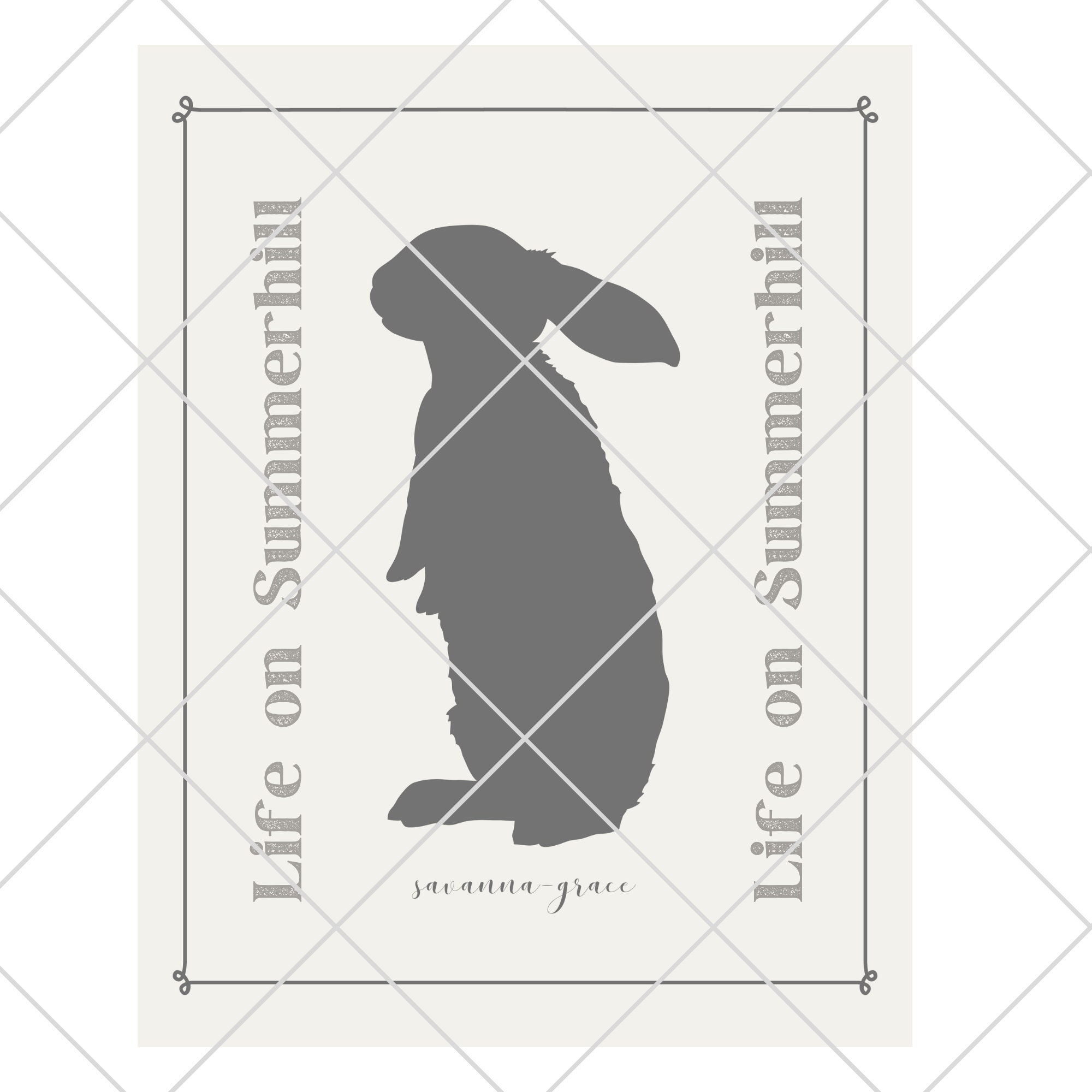 Custom Vintage Rabbit Wall Decor Set of 5 Bunny Silhouette Prints ...