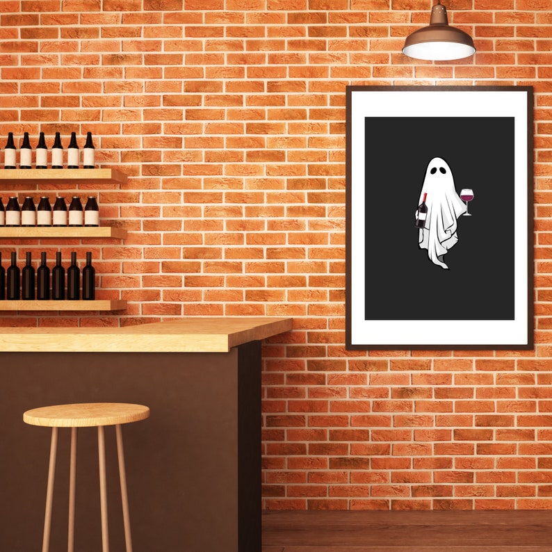 Elegant Ghost Wine Wall Art Printable | Vintage Ghost Wine Poster ...
