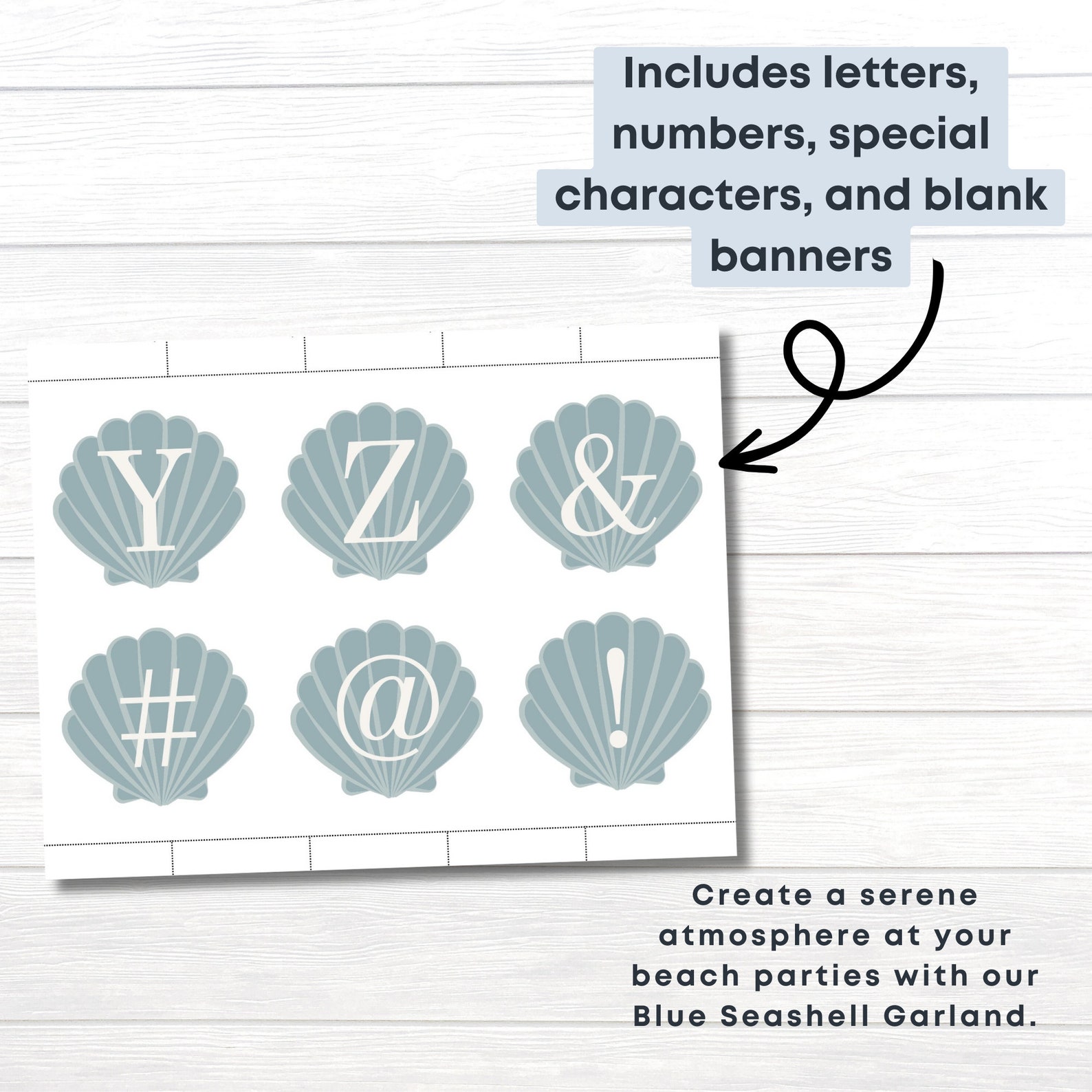 DIY Seashell Garland Kit, Printable Seashell Letter and Number Banner ...