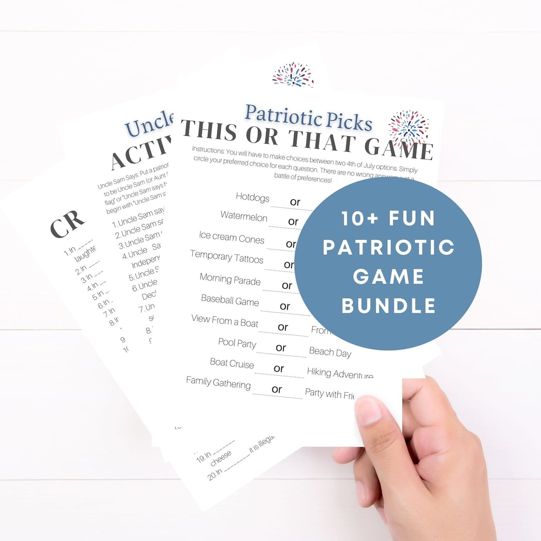 4th of July Printable Games Bundle, Independence Day Party Activities ...