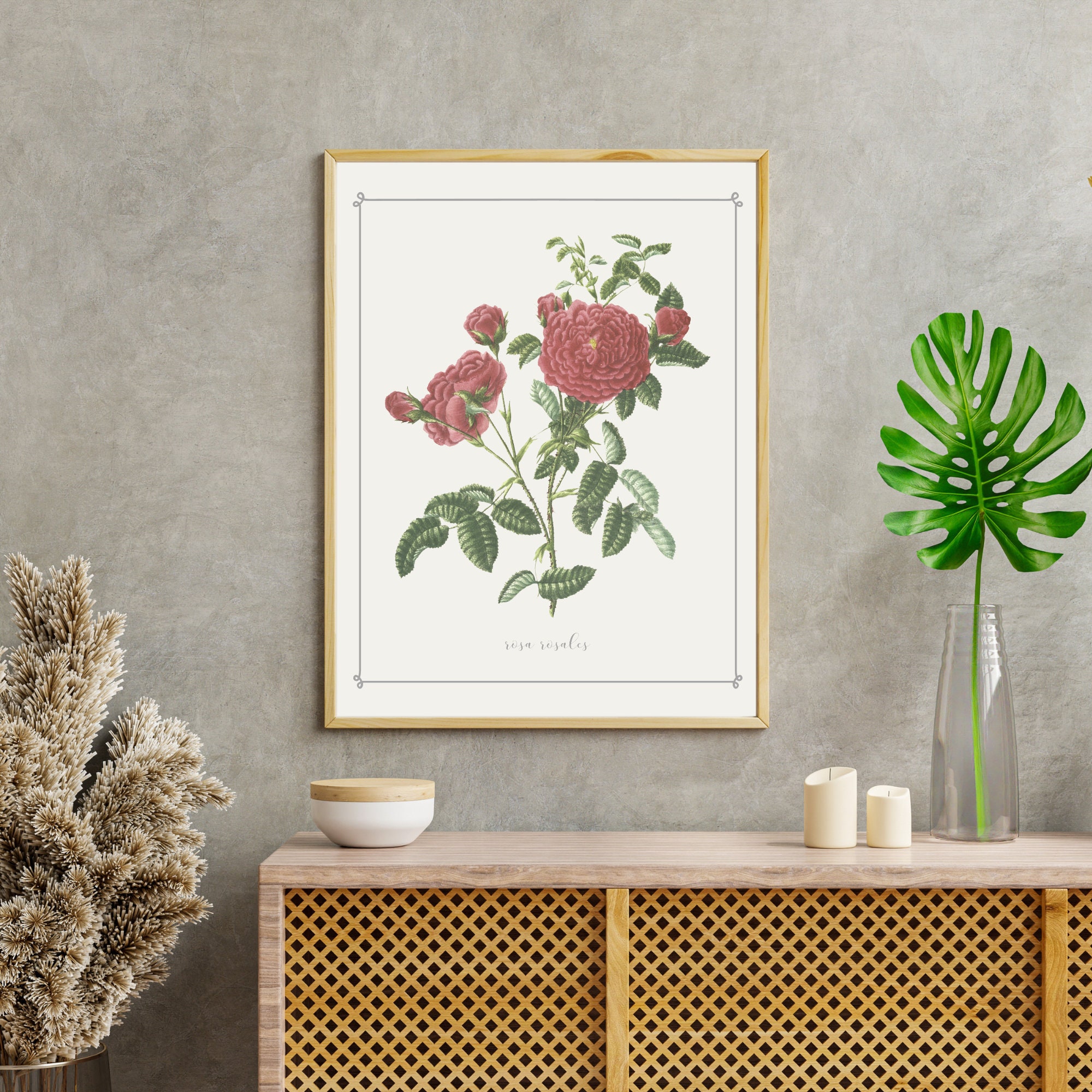 Set of 4 Printable Vintage Redoute Roses Botanical Posters Wall Art ...