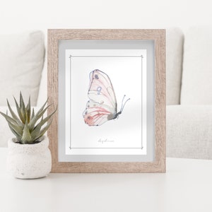 Pink Butterfly Side Profile Watercolor Wall Art Digital Printable ...