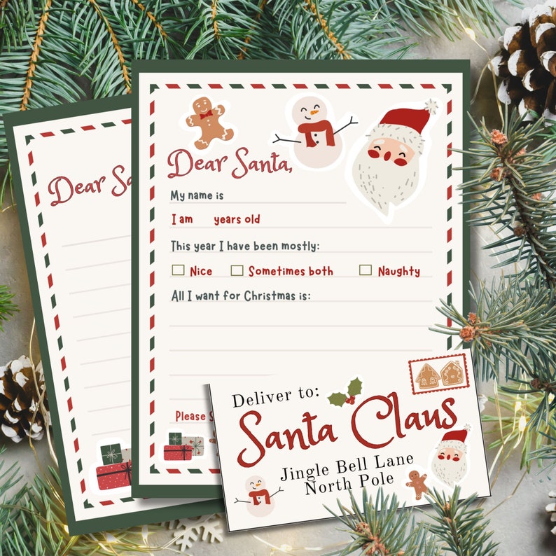 Letter to Santa Printable Templates Christmas Letter and Envelope for ...