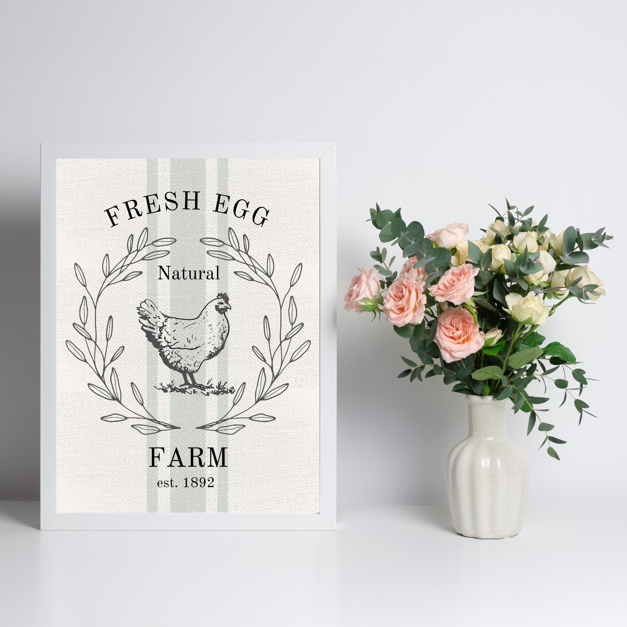 Fresh Egg Hen Farmhouse Wall Art Digital Printable Farm Fresh - Etsy
