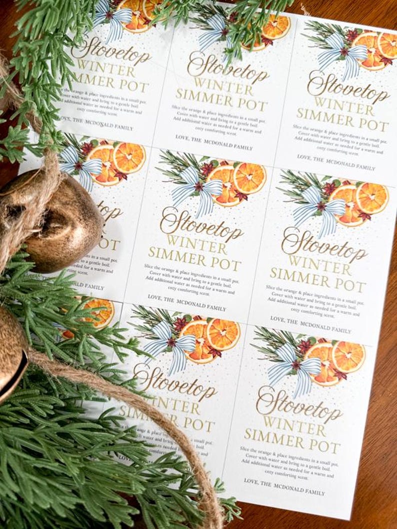 Editable PDF Winter Simmer Pot Gift Tags, Simmering Pot Gift Tags ...
