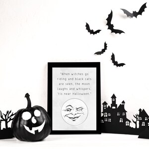 Moon Face Halloween Poetry Printable Wall Art Digital Download Moon ...