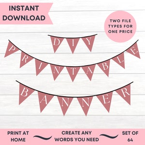 Pink Alphabet Bunting Garland Printable, Letter & Number Valentine ...