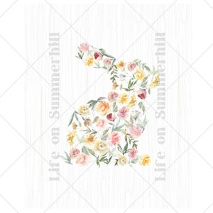 Watercolor Floral Bunny Nursery Wall Art Home Decor Digital Download ...