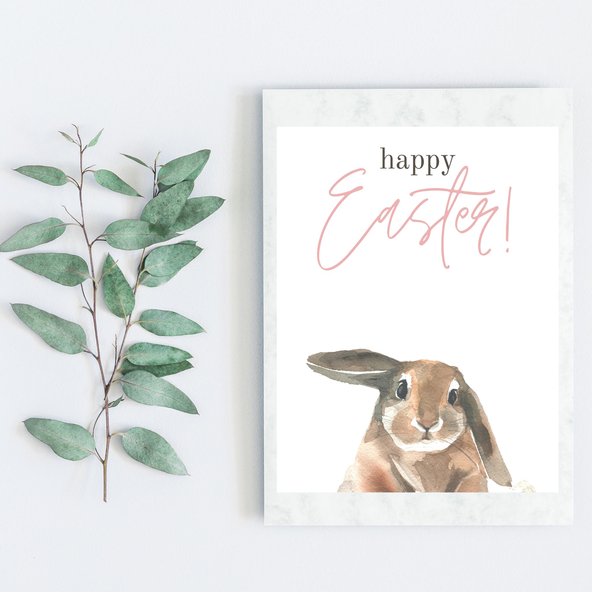 Happy Easter Watercolor Bunny Cute Rabbit Wall Art Spring Home Decor ...