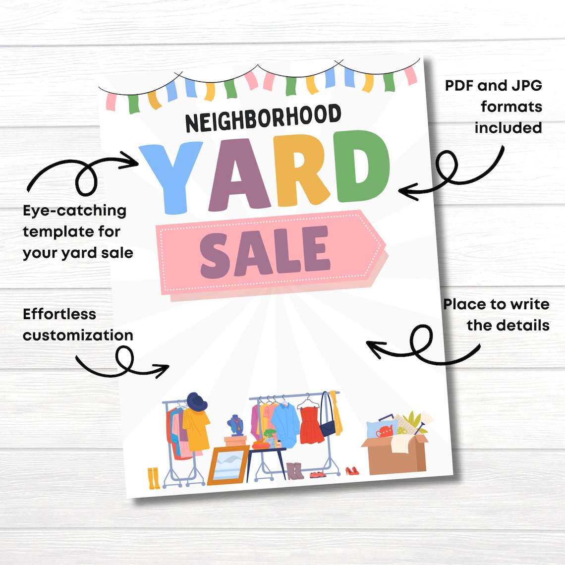 Editable Yard Sale Flyer Template Neighborhood Garage Sale Sign ...