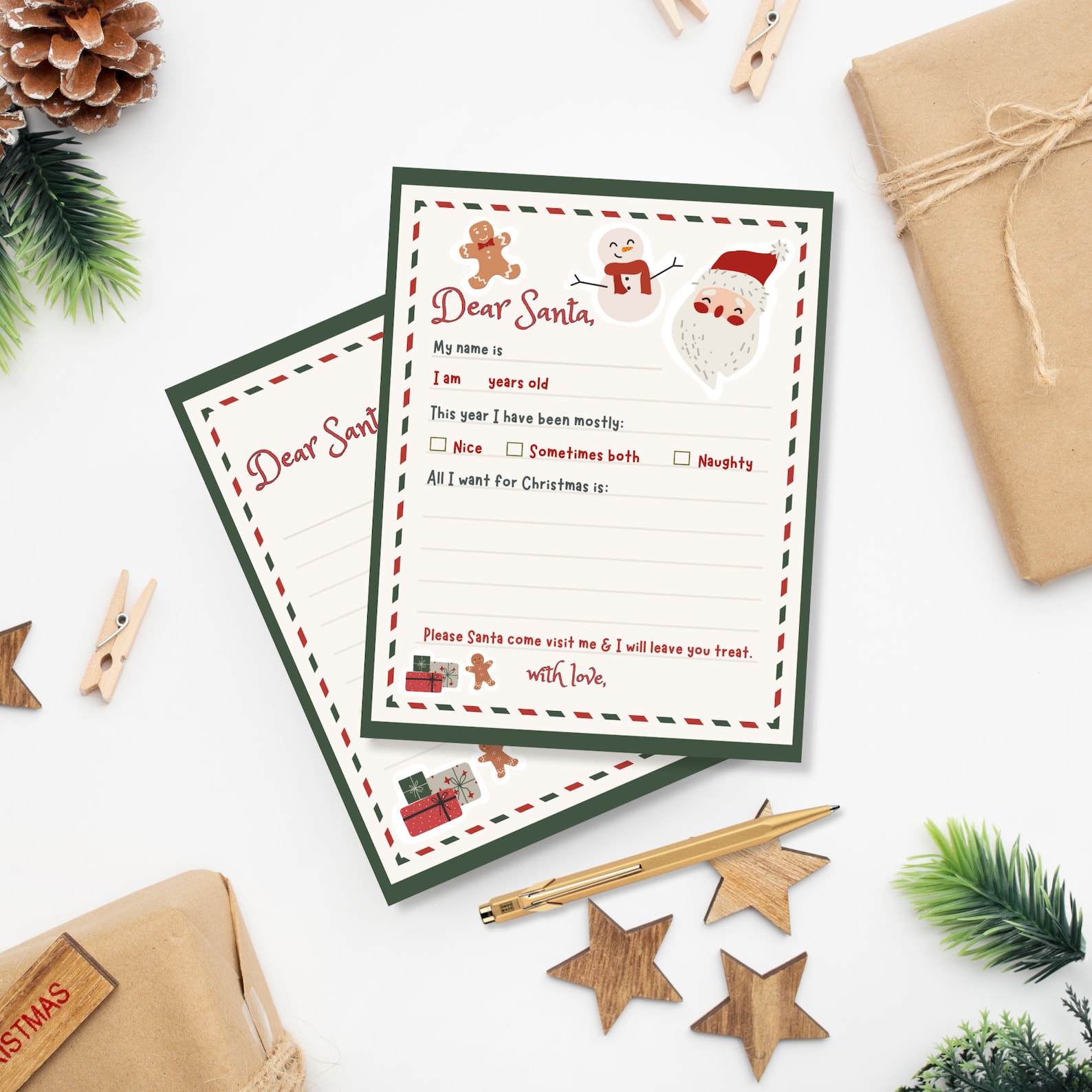 Letter to Santa Printable Templates Christmas Letter and Envelope for ...