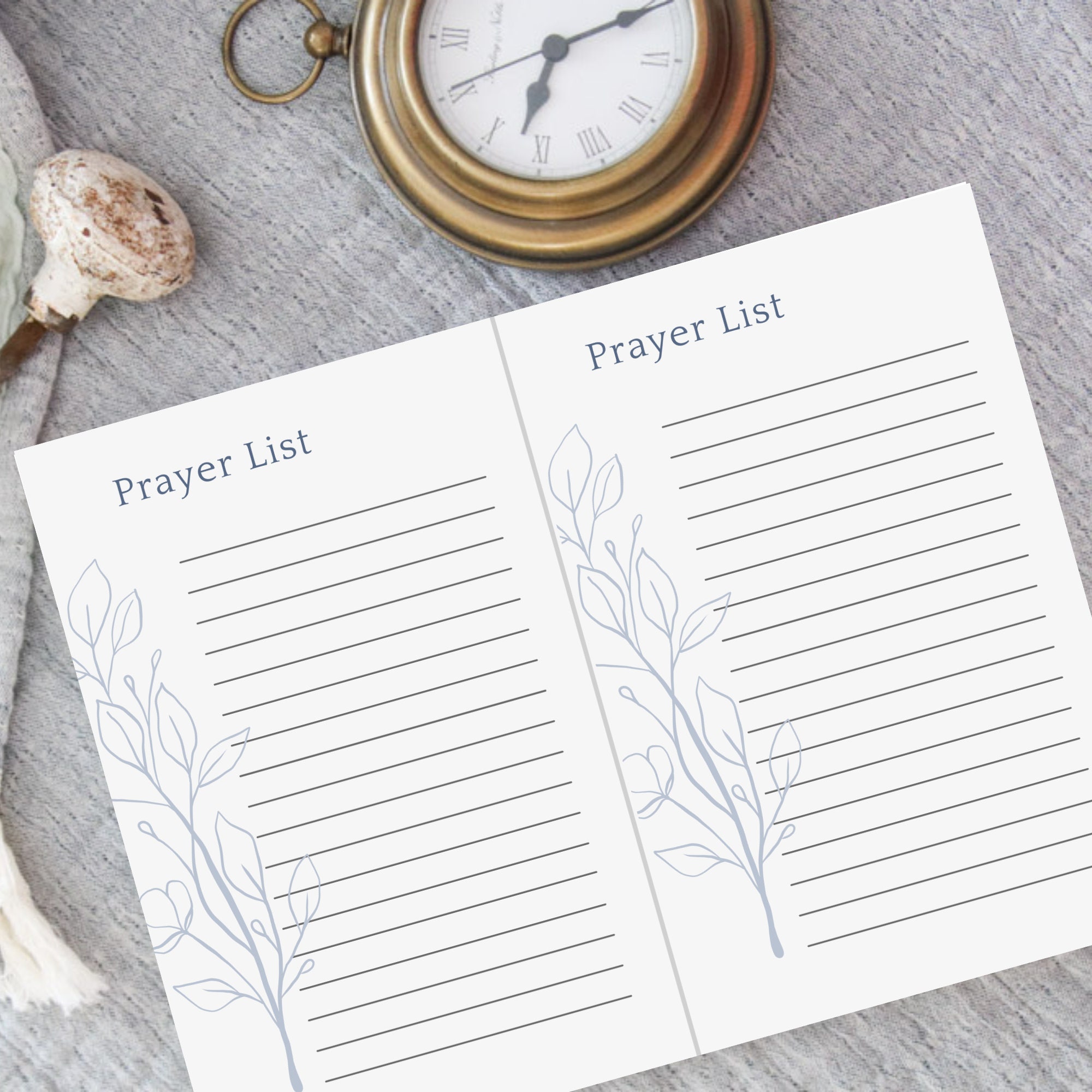 Minimalist Floral Blue Line Art Printable Prayer List Christian Daily ...