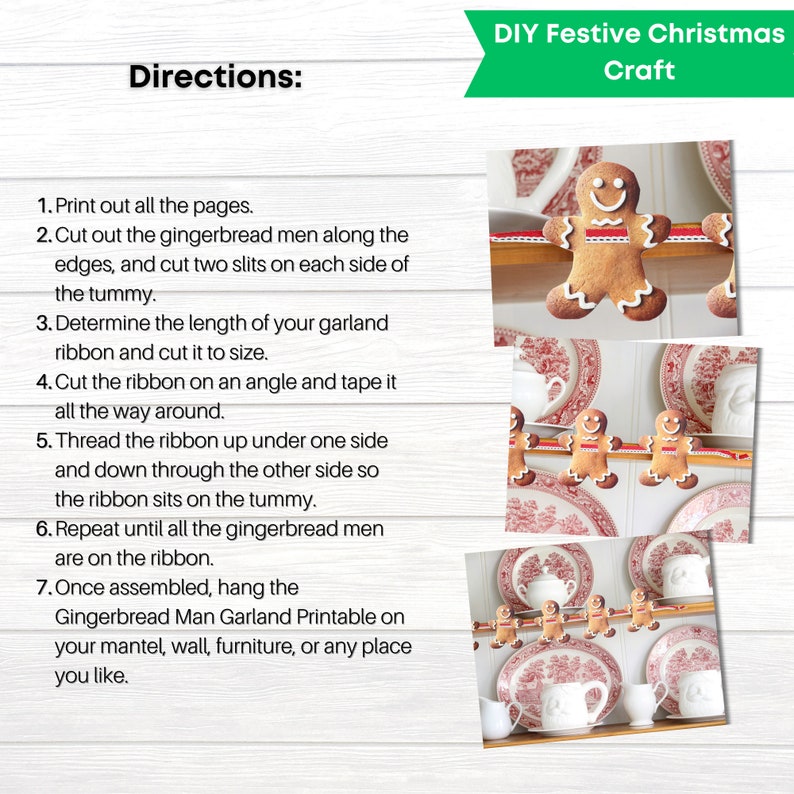 Gingerbread Man Garland Printable, Gingerbread Cookie Christmas Banner ...