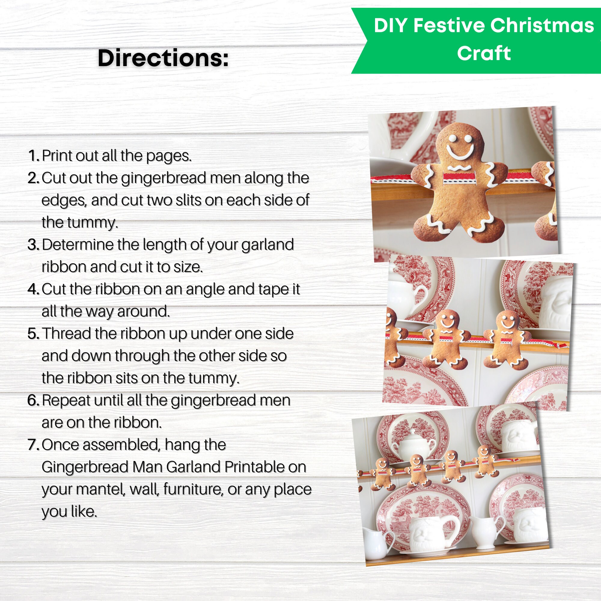 Printable Gingerbread Man Garland Craft Ginger Bread Man - Etsy