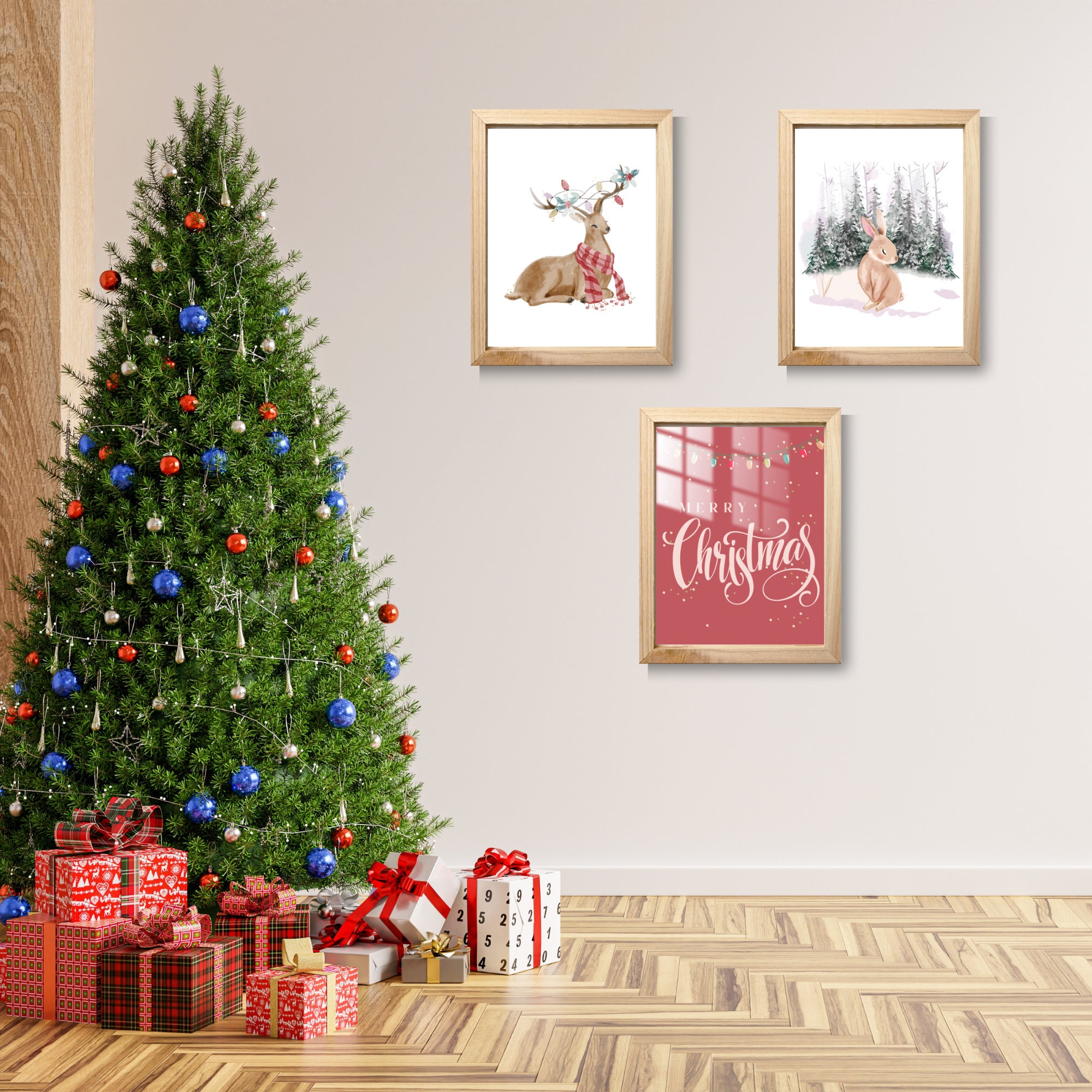 Christmas Printable Art Decor Set of 9 Holiday Mega Bundle Wall Art ...