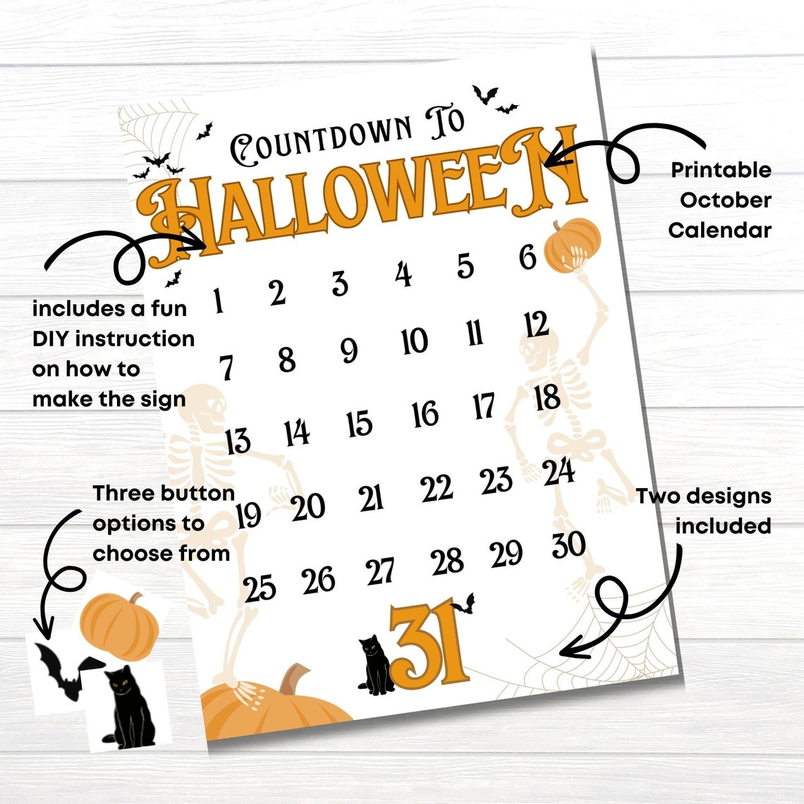 Halloween Countdown Calendar Printable Countdown to Halloween Days ...
