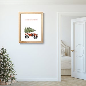 Merry Christmas Printable Xmas Decoration Wall Art Vintage Car With ...