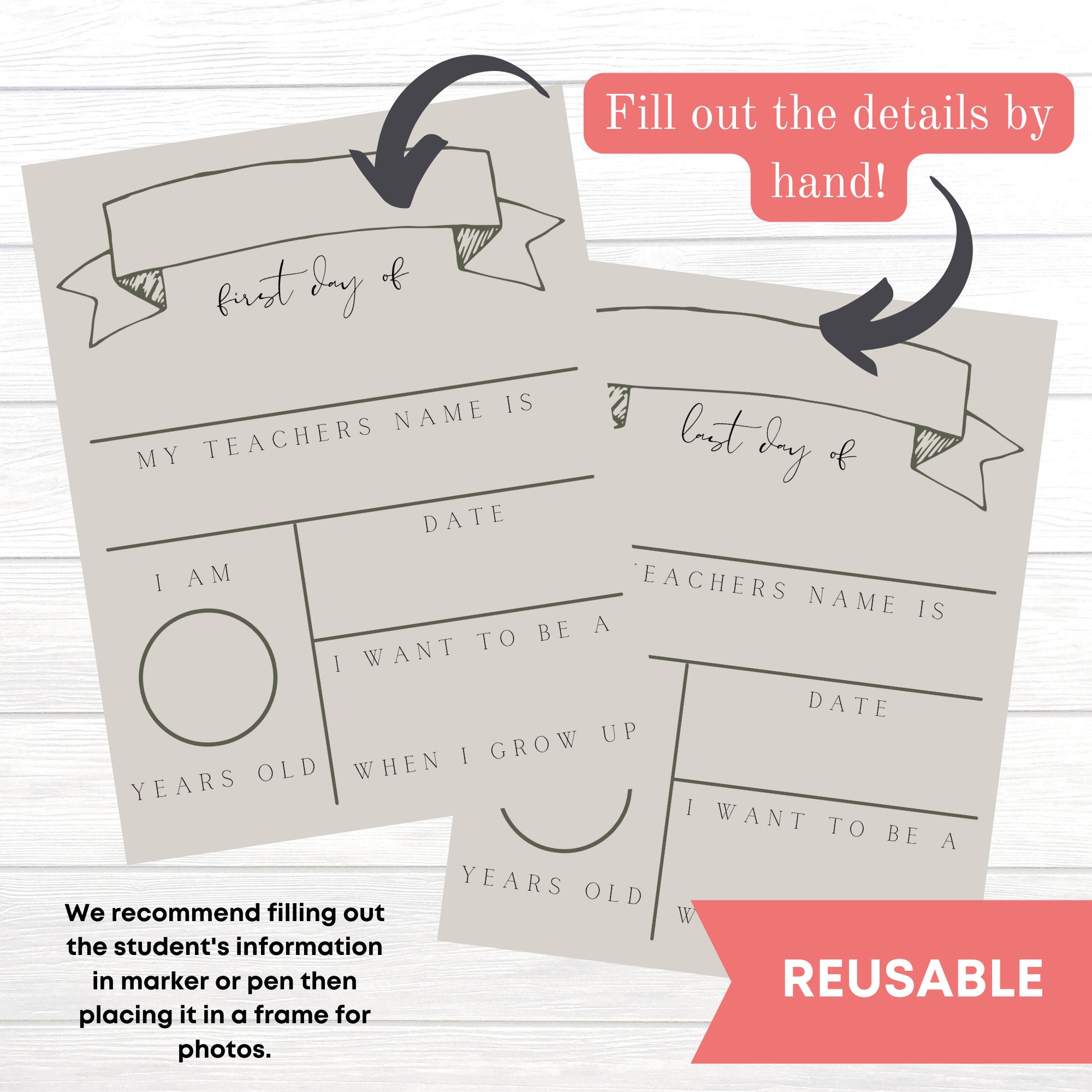 Printable First and Last Day of School Signs School Milestone ...