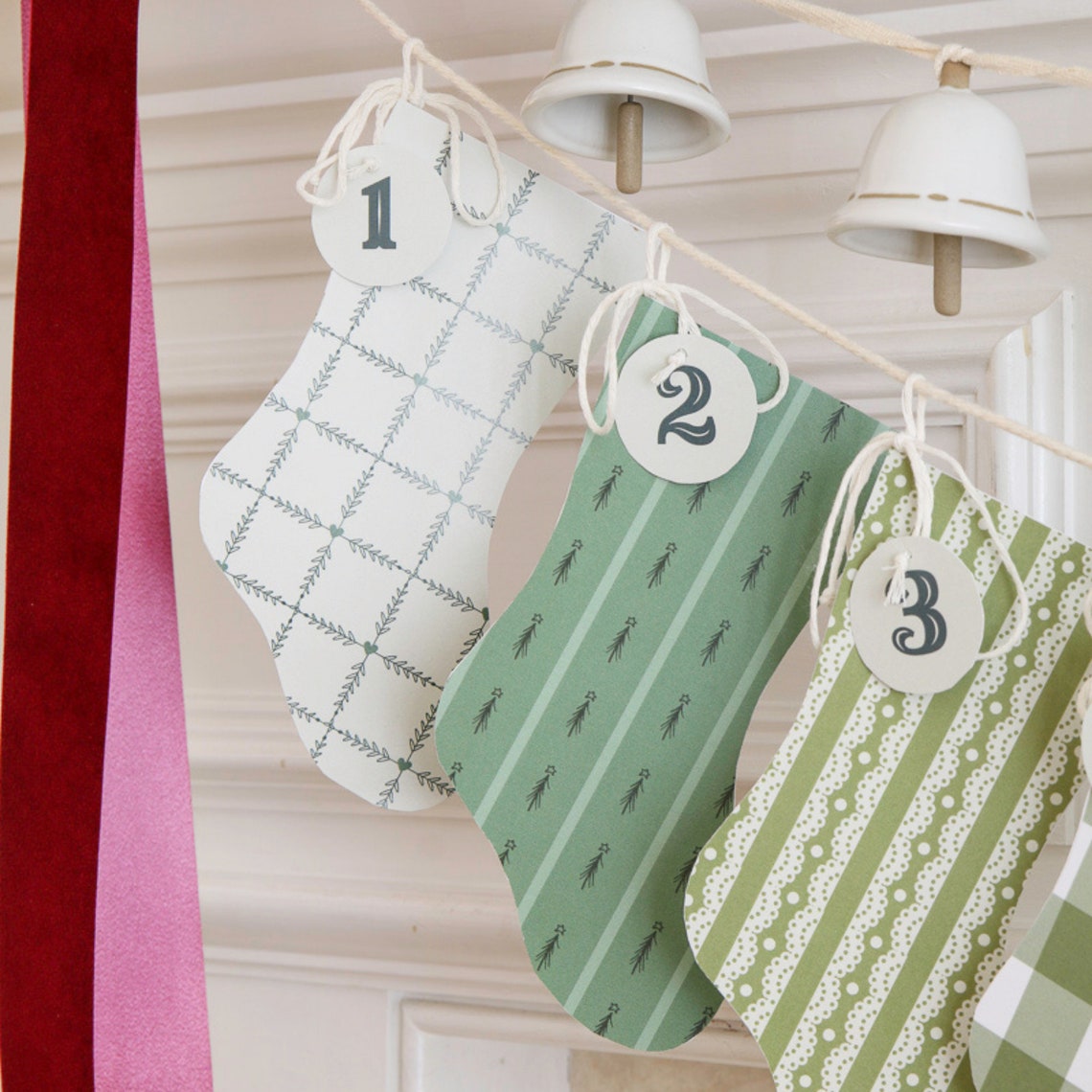 Christmas Stocking Advent Printable Decorative Advent Calendar ...