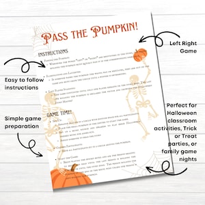Pass the Pumpkin Game | Halloween Party Game Printable | Left and Right ...