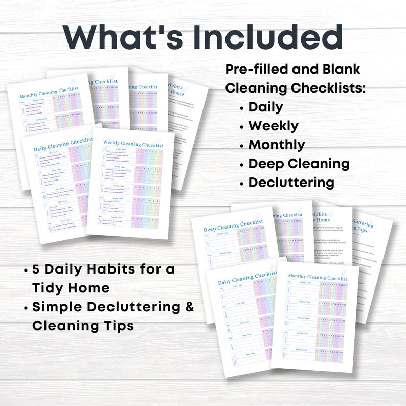 All in One Cleaning Schedule Printable Household Cleaning Checklist ...