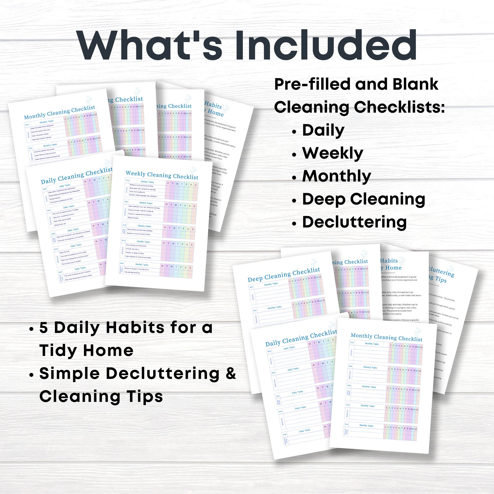 All in One Cleaning Schedule Printable Household Cleaning Checklist Comprehensive Cleaning ...