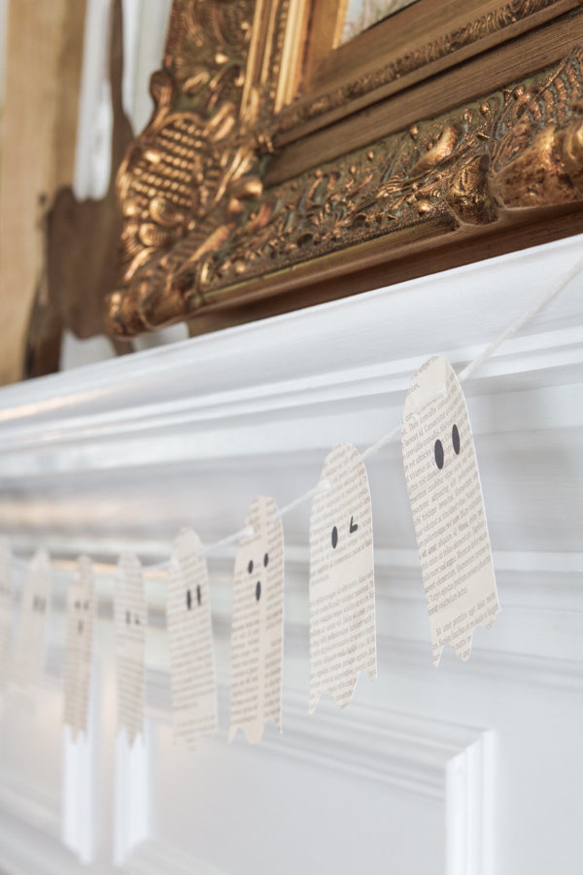 DIY Book Page Ghost Garland Printable Vintage Bookpage Ghost Bunting ...