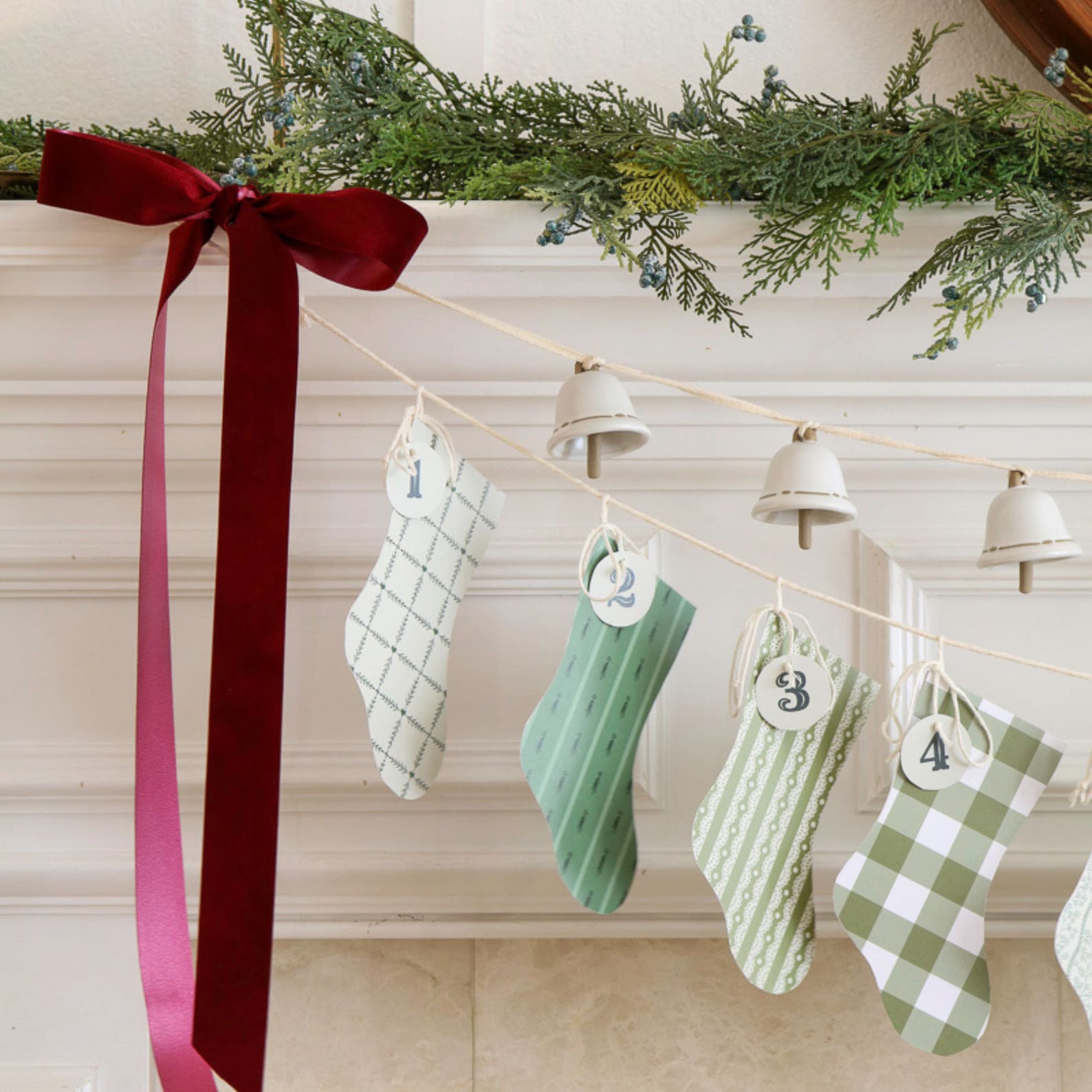 Christmas Stocking Advent Printable Decorative Advent Calendar ...