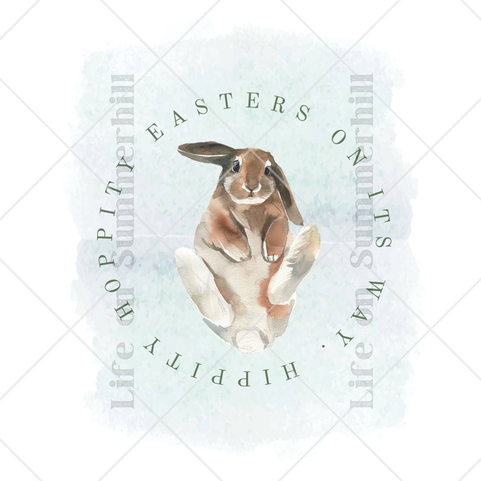 Hippity Hoppity Easter's on Its Way Watercolor Bunny Rabbit Nursery ...