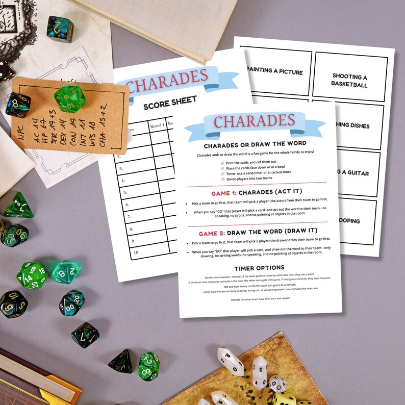 Charades Printable Game | 100+ Fun Words and Actions Included ...