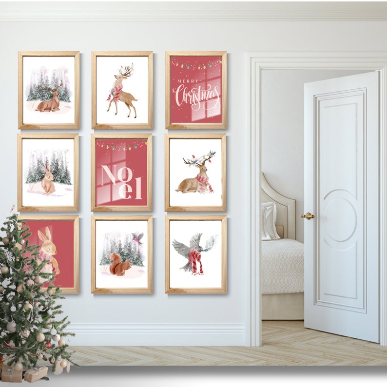 Christmas Printable Art Decor Set of 9 Holiday Mega Bundle Wall Art ...