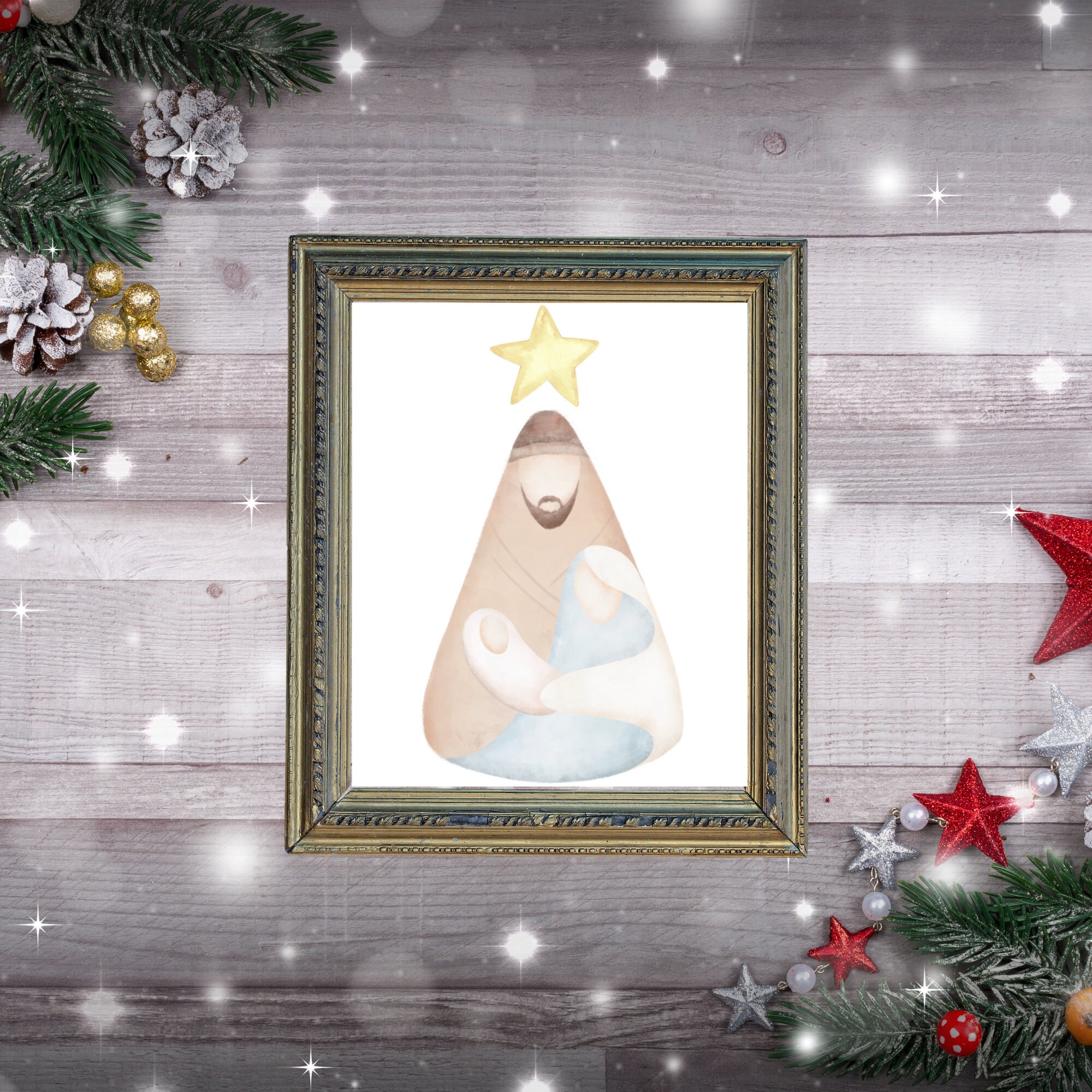 Minimalist Watercolor Nativity Wall Art Christmas Printable Christian ...